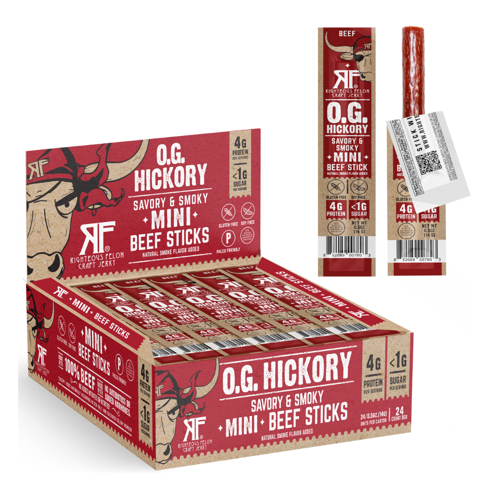 Righteous Felon O.G. Hickory Beef Stick Minis 0.5oz (24ct) – RTZN Brand ...