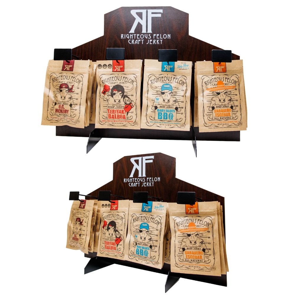 Righteous Felon Beef Jerky Lineup + Countertop Display - RTZN Brand ...