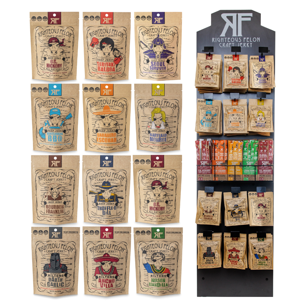 Righteous Felon Jerky Tall Rack Display – RTZN Brand Strategy