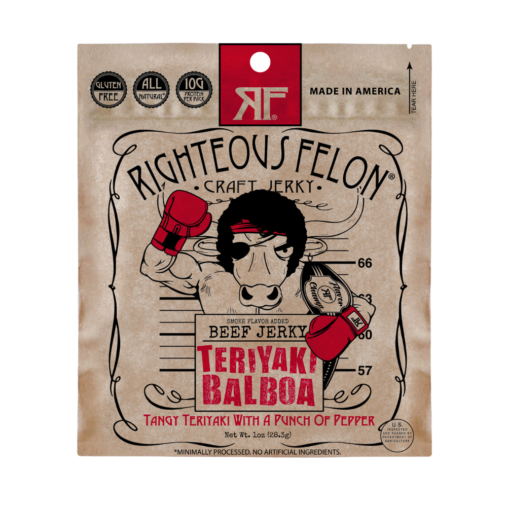 Righteous Felon Teriyaki Balboa Beef Jerky 1oz (16ct) – RTZN Brand Strategy
