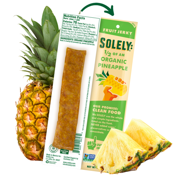Solely Organic Pineapple Fruit Jerky Strip 0.8oz (12ct) - RTZN Brand ...